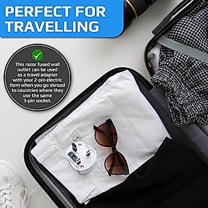 Toothbrush Adaptor Plug UK Charger Adapter Shaver Socket 2 Pin to 3 Pin Electric Converter for Razor Plugs Bathroom Two to Three Prong Charging Tooth Brush Plugs Adapters Electrical Shaving (White)