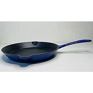 HAWOK Cast Iron Enameled Skillet DIA.10 inch Fry Pan Blue………