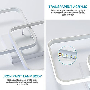 DELIPOP Ceiling Light Fixture, 23 Inch Sqaure Modern LED Ceiling Light, 42W Cold White 6500K Flush Mount Ceiling Light for Hallway Living Room Dinning Room Kitchen and Bedroom Acrylic Ceiling Lamps