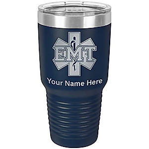 LaserGram 30oz Vacuum Insulated Tumbler Mug, EMT Emergency Medical Technician, Personalized Engraving Included (Navy Blue)