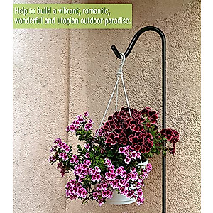 Garbuildman 76 Inch Tall Shepherd Hooks with 5-Forked Base, Adjustable Heavy Duty Bird Feeder Pole Stand Hanger for Outdoor, Shiny Black, 1 Pack