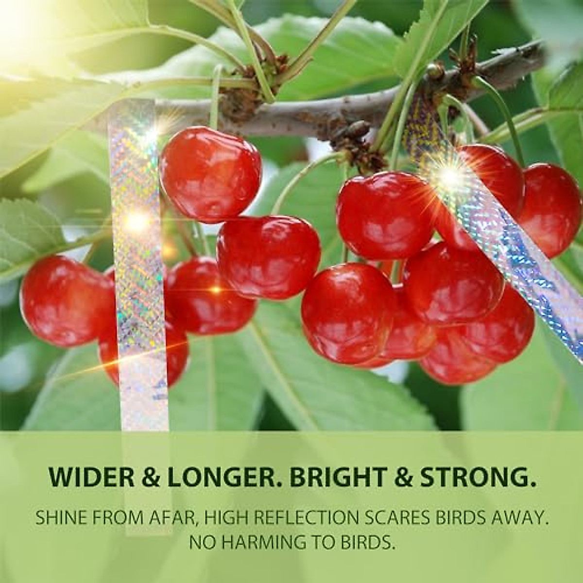 Reflective Bird Tape, 330ft x 1.6in Bird Scare Tape Dual-Sided Bird Flash Tape Bird for Outside, Gardens, Orchards - by dukclyn