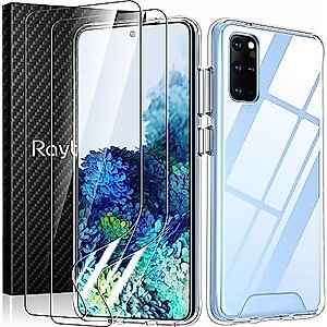 Rayboen Case for Galaxy S20 Plus with 2 Pack TPU HD Full Screen Protector Soft, S20 Plus Phone Case Clear TPU Film Drop Shockproof Non-Slip Protective Cover for Samsung Galaxy S20 Plus 5G