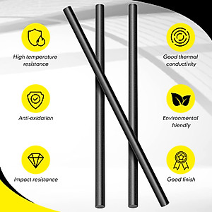 Lounsweer 3 Pcs Graphite Rod 0.5"OD x 12"L Crucible Graphite Stir Rod Stick Long Carbon Stirring Rod for Melting Casting Refining Gold Silver Copper High Temperature Glass