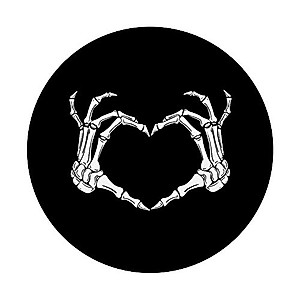 Skeleton Heart Bones Love Halloween Creepy Scary Black White PopSockets PopGrip: Swappable Grip for Phones & Tablets