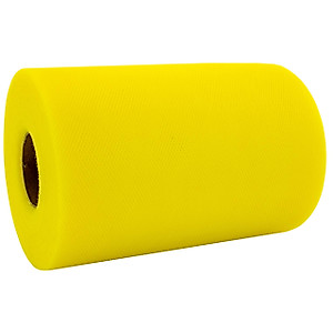 Tulle Fabric Roll | 6” by 100 Yards | Polyester Spool for Crafts Decorations Tutu Weddings Costumes Skirts Parties Gift Bow and More – by Craft Forge (Yellow)