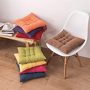 Corduroy Square Chair Pad and Seat Pads with Ties Floor Tatami Bay Window Seat Cushion Breathable Thickened Chair Pad for Indoor, Dining Living Room, Kitchen[Set of 1,Set of 2,Set of 4]