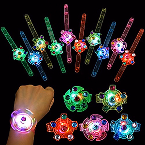 SCIONE 24 Pack LED Light Up Fidget Spinner Bracelets Party Favors for Kids 4-8 8-12 Goodie Bag Stuffers Glow in The Dark Party Supplies Return Gifts for Kids Birthday Easter Halloween Party Favors