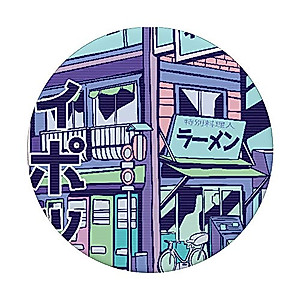 Vaporwave City Japan Japanese Pink Purple Blue Synthwave PopSockets PopGrip: Swappable Grip for Phones & Tablets