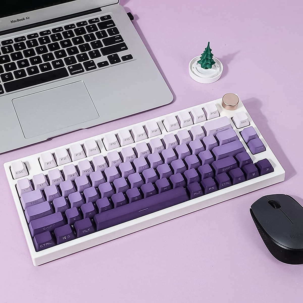 JOLINTAL 134 Keys Gradient Purple Keycaps, PBT Double Shot Dying Keycaps, OEM Side Print Keycaps Custom Keycaps Set, Shine Through Keycaps Cherry Mx Backlit Keycaps for Mechanical Gaming Keyboard