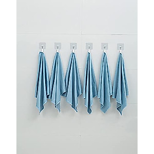 Puomue 6 Pack Microfiber Glass Cleaning Cloth, 16 Inch X 16 Inch, Lint Free Quickly Clean Window, Glasses, Windshields, Mirrors, and Stainless Steel, Blue