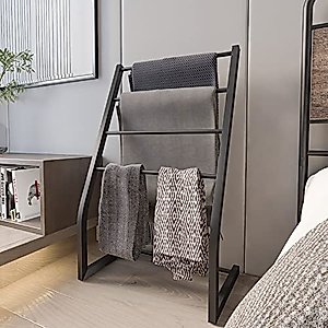 Honiter Towel Racks for Bathroom, 4 Tier Free Standing Towel Rack, Black Metal Towel Holder Stand for Blanket Rack, Bathroom Accessories Organizer for Bath Storage & Hand Towels, Next to Tub or Shower