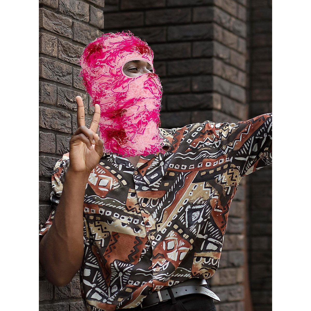 MGBPEI 1 Pack Distressed Balaclava Ski Mask for Men/Women Knitted Full Face Ski Mask Windproof Neck Warmer