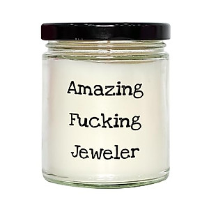 Unique Jeweler Gifts, Amazing Fucking Jeweler, Brilliant Scent Candle for Colleagues, from Friends, Gifts for Accountants, Gifts for Doctors, Gifts for Lawyers, Gifts for Dentists, Gifts for Nurses,