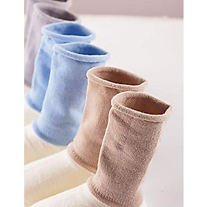 BabaMate Baby Newborn Infant Boys' Cotton Crew Socks with Non-binding Tops Seamless Toe, Blue Gray Brown, 0-6 Months (3 Pack)