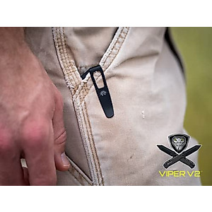 Off-Grid Knives - Viper V2 with154CM Steel Tanto Blade, Grippy G10 Scales, Left or Right Deep Carry Clip, Ceramic Ball Bearings (Coyote)