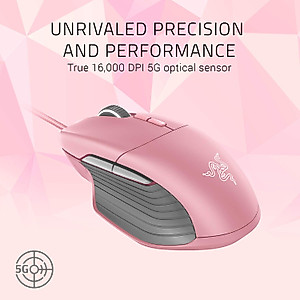 Razer Basilisk Gaming Mouse: 16,000 DPI Optical Sensor - Chroma RGB Lighting - 8 Programmable Buttons - Mechanical Switches - Customizable Scroll Resistance - Quartz Pink
