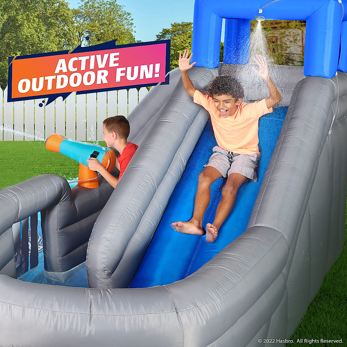 Hasbro Super Soaker Mega Battle Carrier Bounce House – Inflatable Pool Aircraft Carrier Water Park for Epic Summer Water Battles