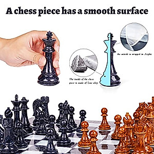 18.5" Large Chess Set for Adults Kids with Zinc Alloy Heavy Chess Pieces Portable Folding Chess Board Travel Chess Set Board Game Gift – Staunton Chess Pieces