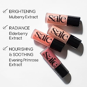 Saie Dew Blush - Lightweight Liquid Blush with a Blendable + Buildable Cream Finish - Dewy Cheek Tint with Doe Foot Wand Makeup Applicator - Mauve Blush - Chilly (.40 oz)