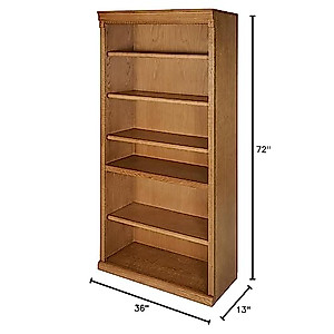 Martin Furniture Huntington Oxford 72" Open Bookcase, Wheat Finish, Fully Assembled