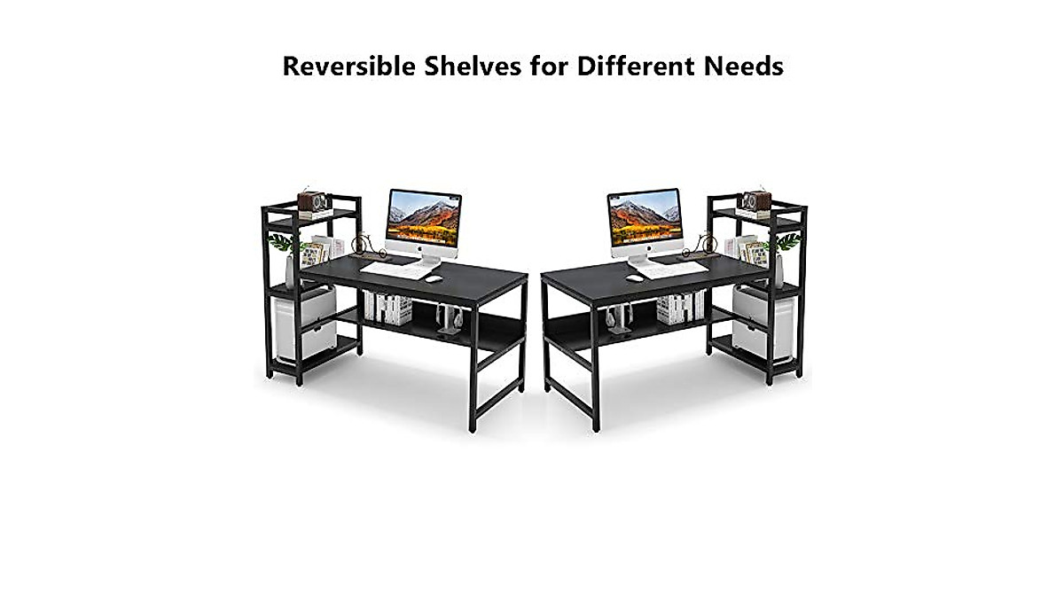 Tribesigns 60-Inch Computer Desk with Storage Shelves | Modern Home Office