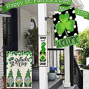 2 Pieces St Patrick's Day Garden Flag Gnome Shamrock 18 x 12 Inch Yard Flag Irish Green Clover Welcome Garden Flag Double Sided Holiday Outside Décor for Yard Farmhouse (Irish gnome shamrock)