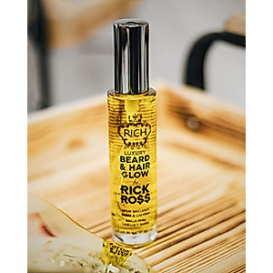 RICH Luxury Beard Oil for Men - Deep Conditioning and Softening for Your Beard & Mustache with Argan, Jojoba & Macadamia Oil - 1 Fl Oz (Beard Oil) (Beard & Hair Glow)