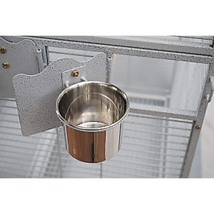 Flyline Corner Bird Cage for Cockatiel Parakeet Black and White (White Vein)