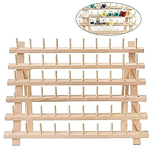 AUSUKY Multi-Function Foldable Wood Thread Stand Rack Holds Organizer Wall Mount 60 Spool Cone Embroidery Machine Sewing Storage Holder Sewing Quilting Bobbin Holder Craft Tools