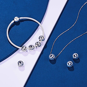 NINGAN C Letter Alphabet Charm 925 Sterling Silver A-Z Initial Beads Fits Europeans Bracelet and Necklace