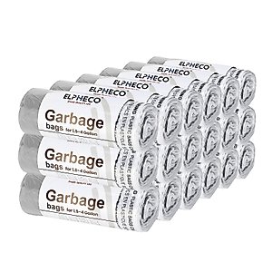 ELPHECO 2.5 Gallon Trash Bags │ 15 Liters Drawstring Garbage Bags │ Small Trash Bags For Bathroom Office Living Room Use │ Suitable For 1.5-4 Gallon Trash Can │ 18"×20" │ 180 Count / 18 Rolls │ A