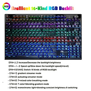 Rechargeable Gaming Keyboard Mouse Combo,2.4G Wireless,16 Kinds of RGB LED Backlit,Mechanical Feeling Keyboards with Knob Control,2400dpi Ergonomic Mouse with 7 Color Breathing LED Light (Black RGB)