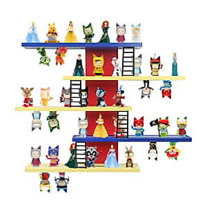 Taladad for Tonie Shelf,Tonies Storage for Creative Tonies Magnetic Wall Shelf for Tonie Figures,12-35 Characters,Wooden Hanging Shelf for Kids (Colorful)