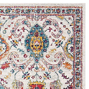 SAFAVIEH Evoke Collection 4' x 6' Cream / Orange EVK255B Boho Non-Shedding Living Room Bedroom Accent Rug