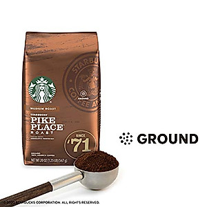 Starbucks Medium Roast Ground Coffee — Pike Place Roast — 100% Arabica — 1 bag (20 oz.) Great Holiday Gift
