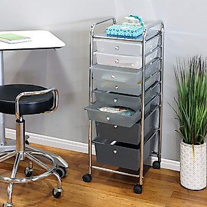 Seville Classics 8-Drawer Multipurpose Mobile Rolling Utility Storage Bin Organizer Cart, Gradient Gray