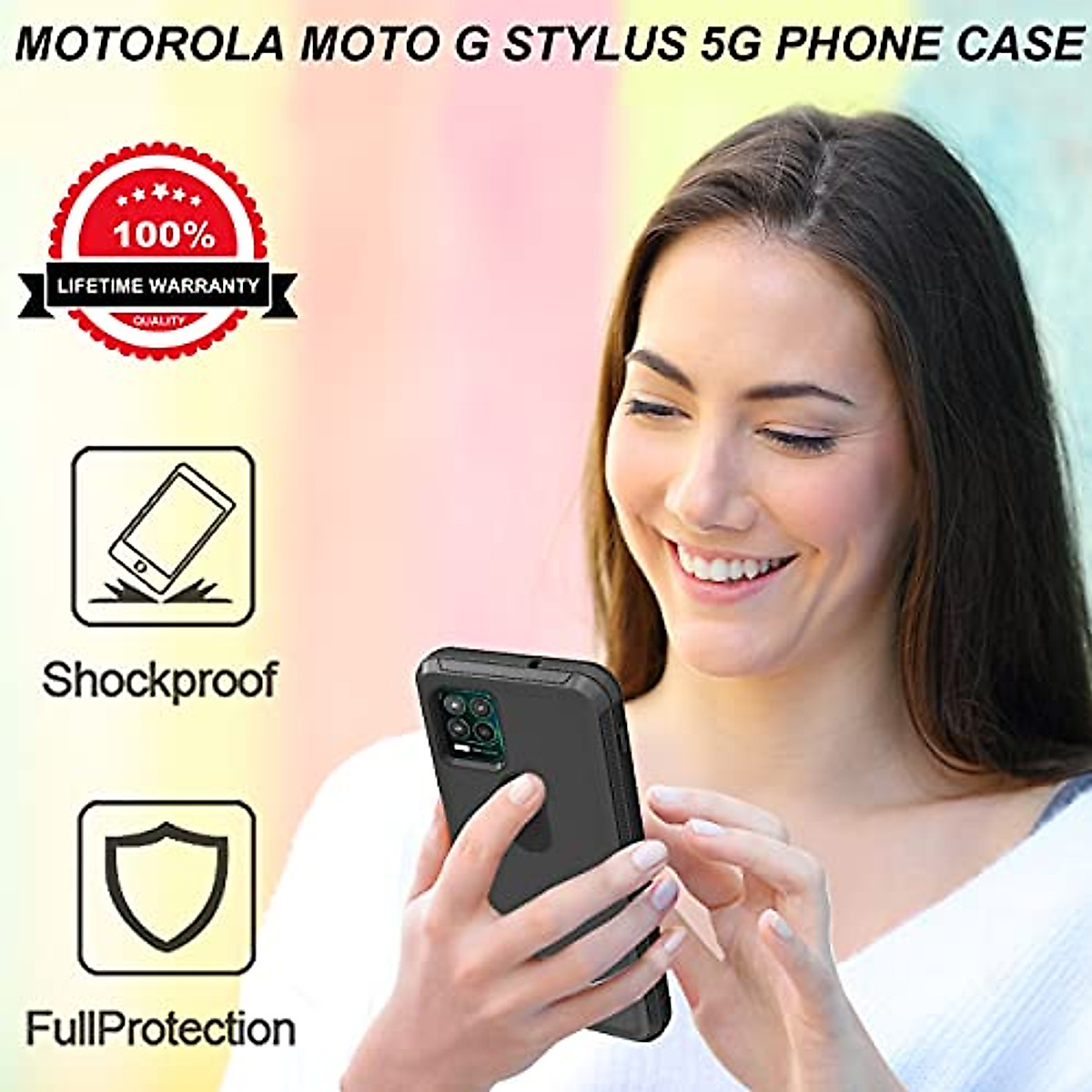 ONOLA Compatible with Moto G Stylus 5G 2021 Case with HD Screen Protector [ Not for G Stylus 5G 2022/ 4G 2021 ]Heavy Duty 3 in 1 for Motorola Moto G Stylus 5G 2021(Black, G Stylus 5G)