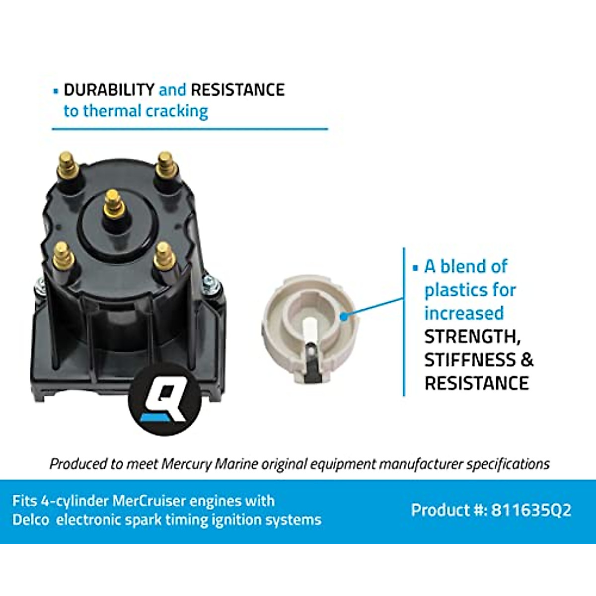 Quicksilver 811635Q2 Distributor Cap Kit for Select Marinized 4-Cylinder Engines by General Motors with Delco EST Ignition Systems