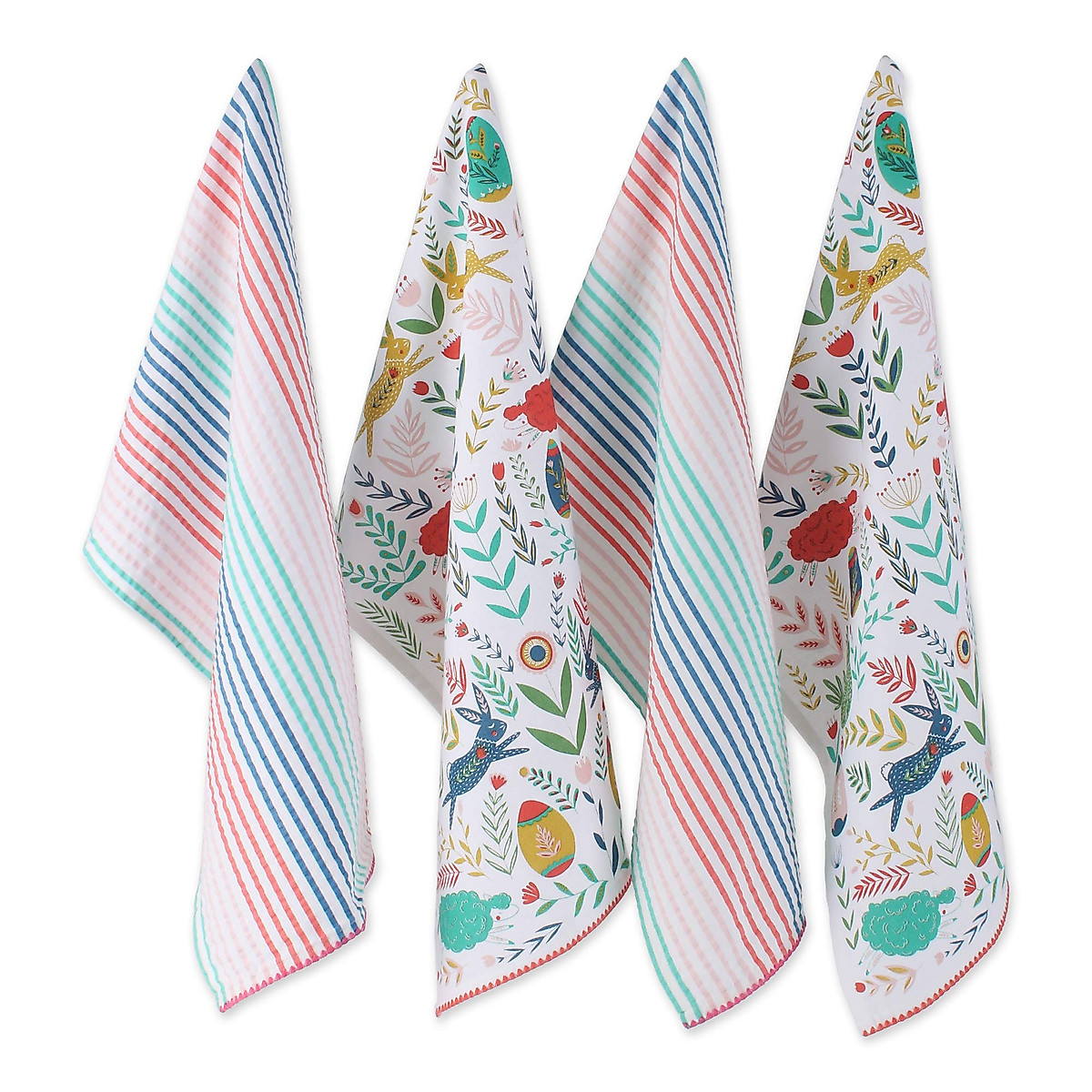 DII Easter Folk Collection, Springtime Kitchen, Dishtowel Set, Easter Garden, 4 Piece