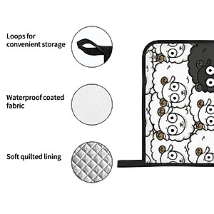 Cartoon Black White Sheep Printed Oven Mitt and Pot Holder Set, Washable Heat Resistant Oven Mitt for Kitchen Cooking Baking Grill