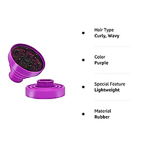 Universal Collapsible Hair Dryer Diffuser Attachment- Salon Grade Tool,Lightweight Foldable Portable Travel Folding Design Fit Most of Blow Dryers-PurplePurple