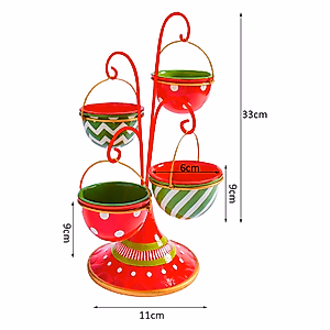 Rhinoon 2021 New Christmas Tree Snack Rack, Christmas Dessert Bread Candy Bowl Display, Snack Rack with 4 Bowls, Snack Serving Stand for Party, Holiday and Birthday Decoration