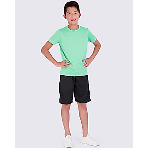 5 Pack: Boys Mesh Short Sleeve Shirts Crew Neck Boy Shirt T-Shirt Tshirt Tops Tees Girls Youth Teen Active Wear Athletic Quick Dry Basketball Gym Sport Undershirt Tee Soccer Top -Set 12,XL 16-18