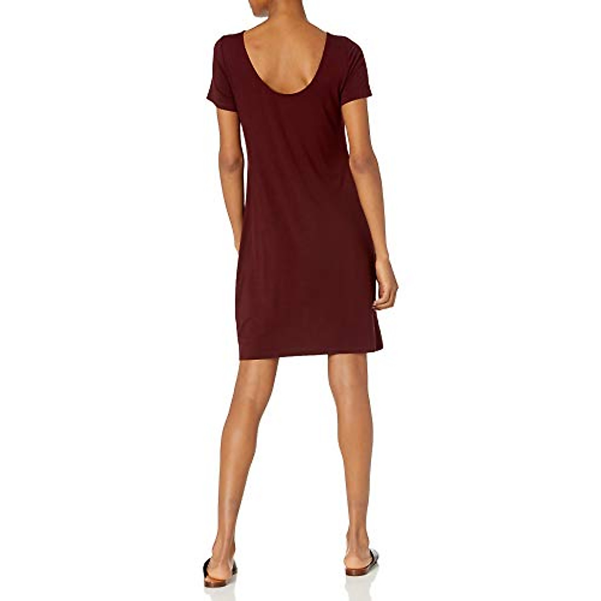 Amazon Essentials Women's Jersey Regular-Fit Ballet-Back t-Shirt Dress (Previously Daily Ritual), Dark Red, X-Large