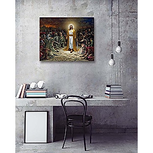 LB Christ Jesus Canvas Wall Art Preaching for The Soldiers Holy Religious Christian Painting Canvas Prints Living Room Bedroom Bathroom Wall Decor Framed Ready to Hang,16x12 inches