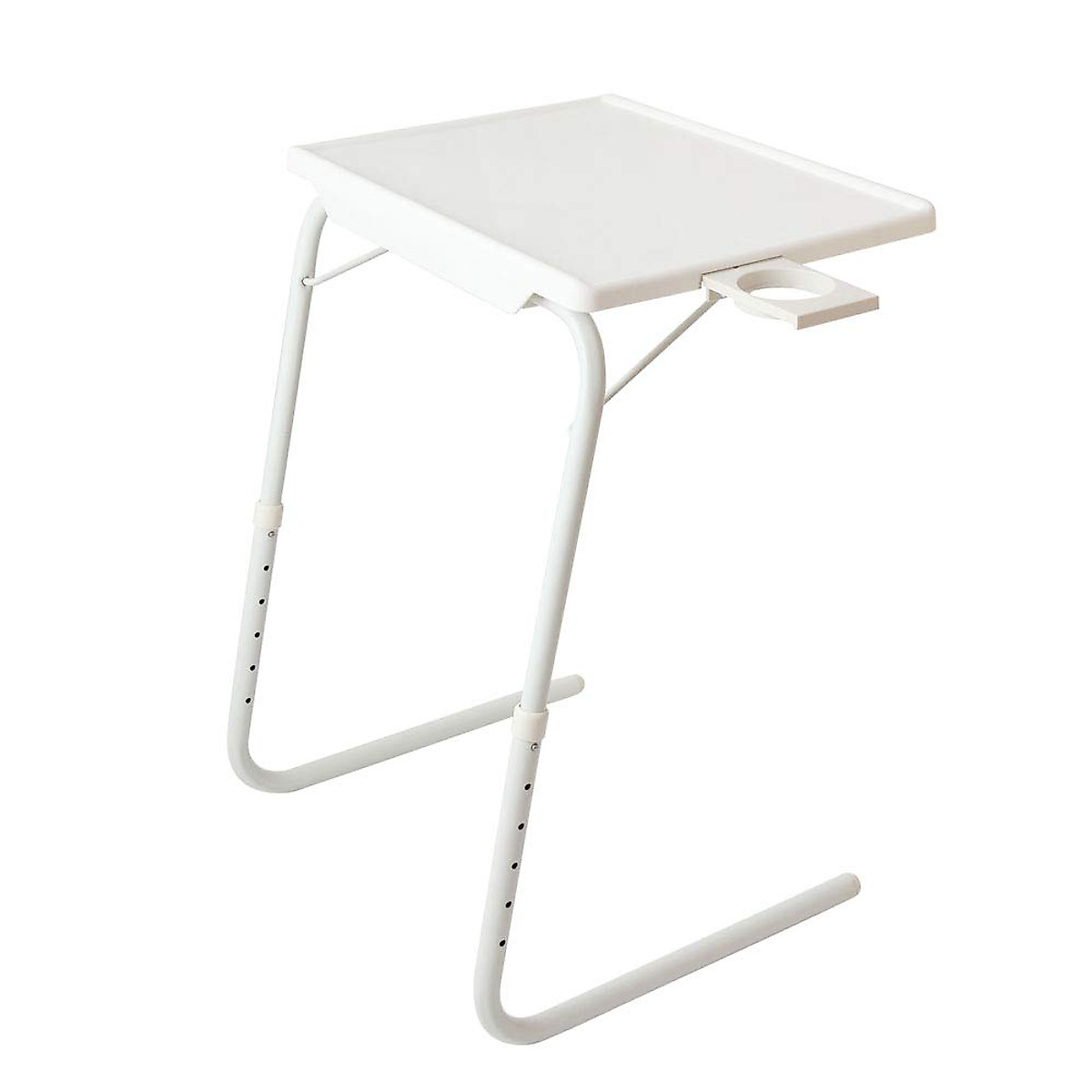 Table Mate II TV Tray Table - Folding TV Dinner Table, Couch Table Trays for Eating Snack Food, Stowaway Laptop Stand, Portable Bed Dinner Tray - Adjustable TV Table with 3 Angles, Cup Holder, White