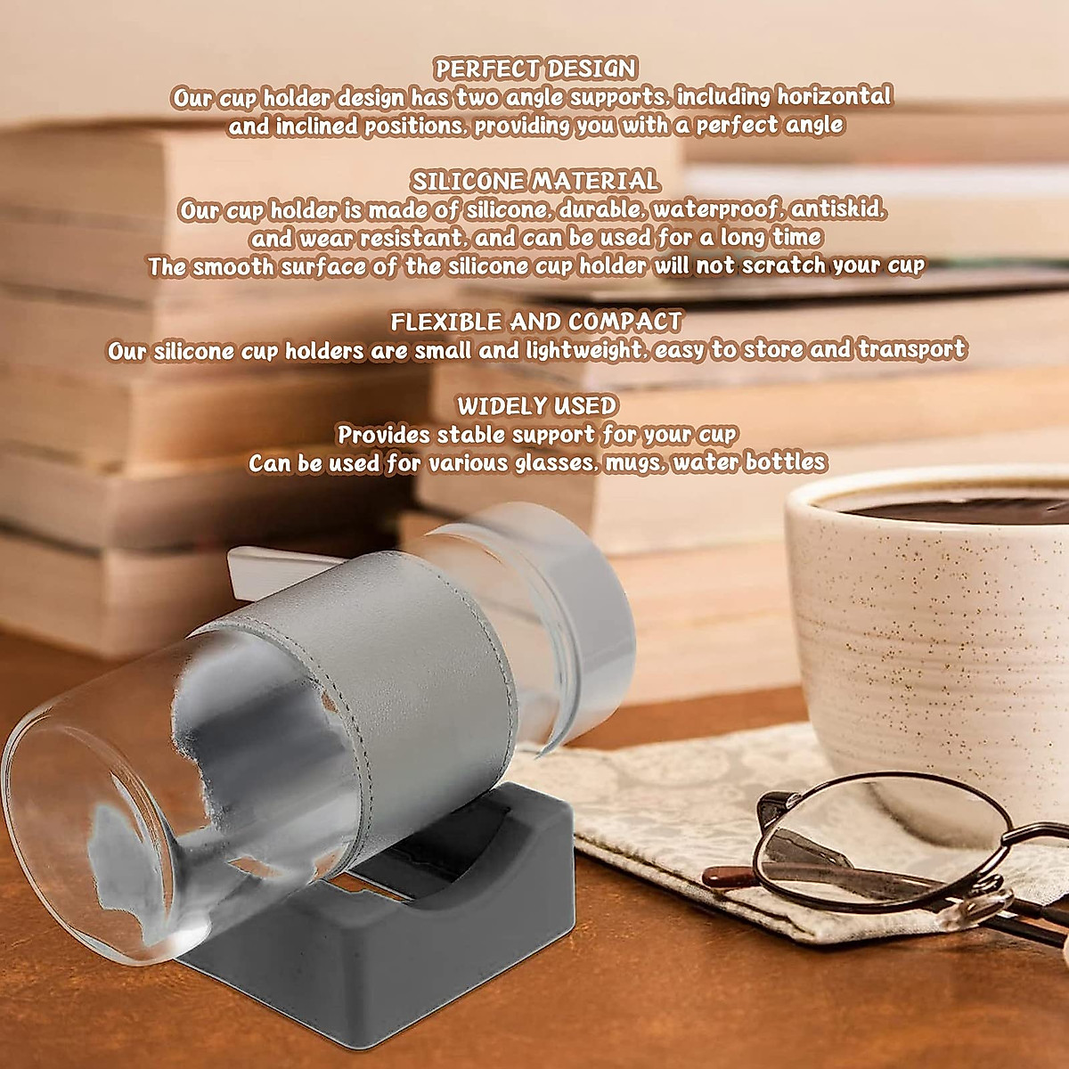 Non Slip Cup Cradle, Compact Silicone Cup Cradle Cup Holder Stable Support Anti Scratch Anti Scald for Decoration(Black)