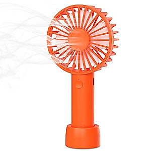 Coolfor Handheld Fan,Mini Portable Fan 2000mAh USB Rechargeable Battery Operated Cooling Hand Fan with 3 Adjustable Speeds for Travel Makeup Office shopping picnic indoor outdoor use(Orange)