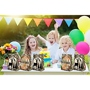 XGELUL Deer Hunting Party Favors Candy Bags with Stickers - Camo Goodie Gift Treat Bags - Deer Hunting Themed Birthday Party Supplies